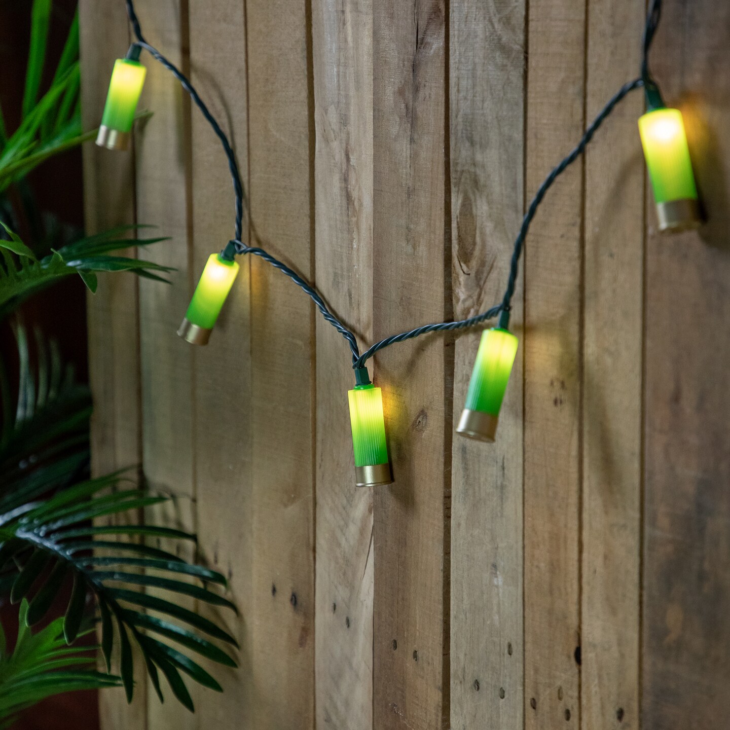 Northlight Shotgun Shells Patio Light Set - Green and Gold - 6' Green ...