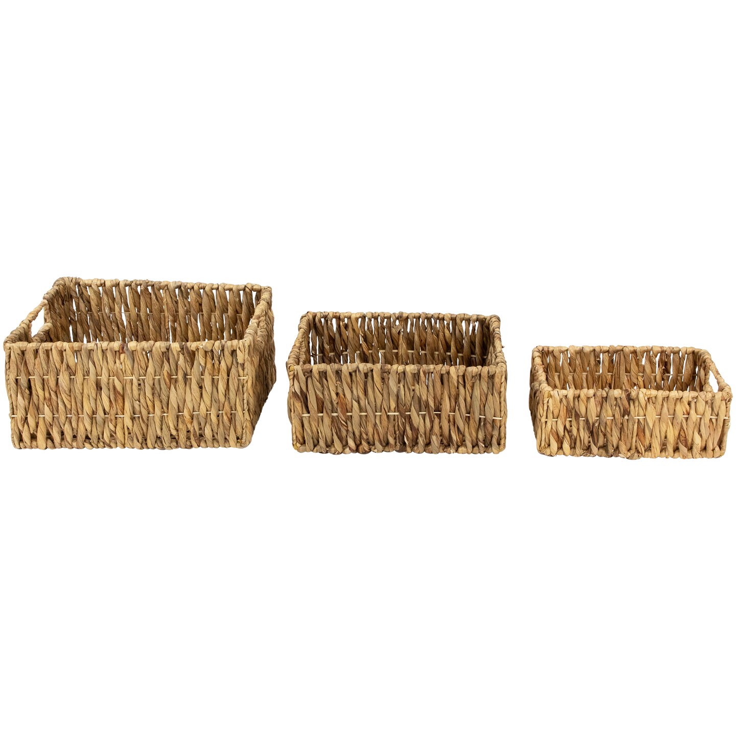 Northlight Set of 3 Brown Water Hyacinth Woven Storage Baskets With ...