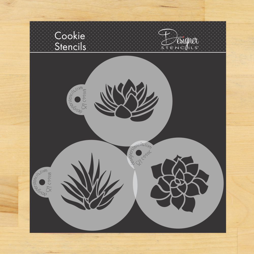 Succulent Plants Cookie Stencil Set | C998 by Designer Stencils | Cookie Decorating Tools ...