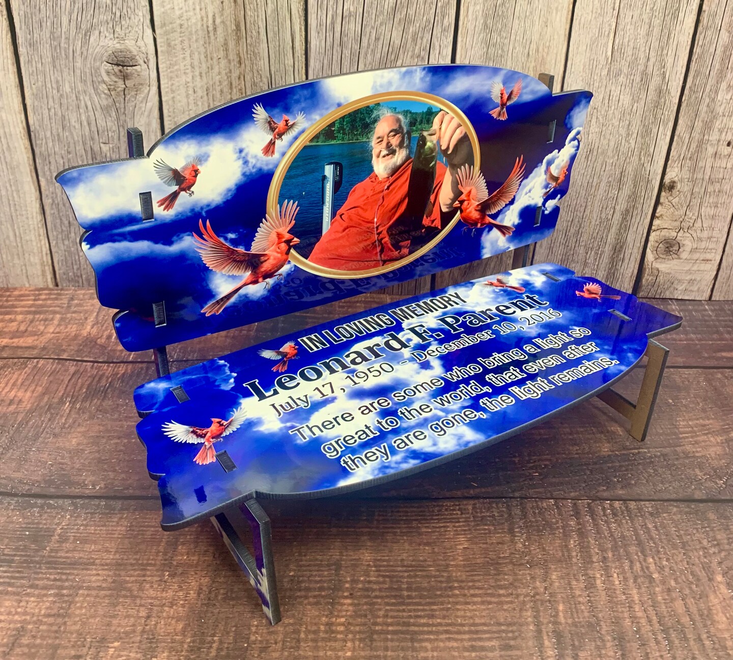 Memorial Bench Cardinals Blue Clouds Theme | MakerPlace by Michaels