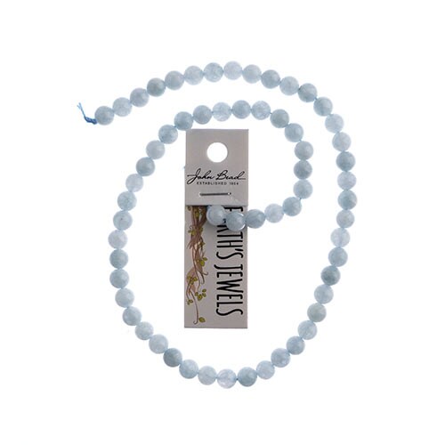 Earth's Jewel Semi-Precious 16" Aquamarine Round Natural Bead Strand ...