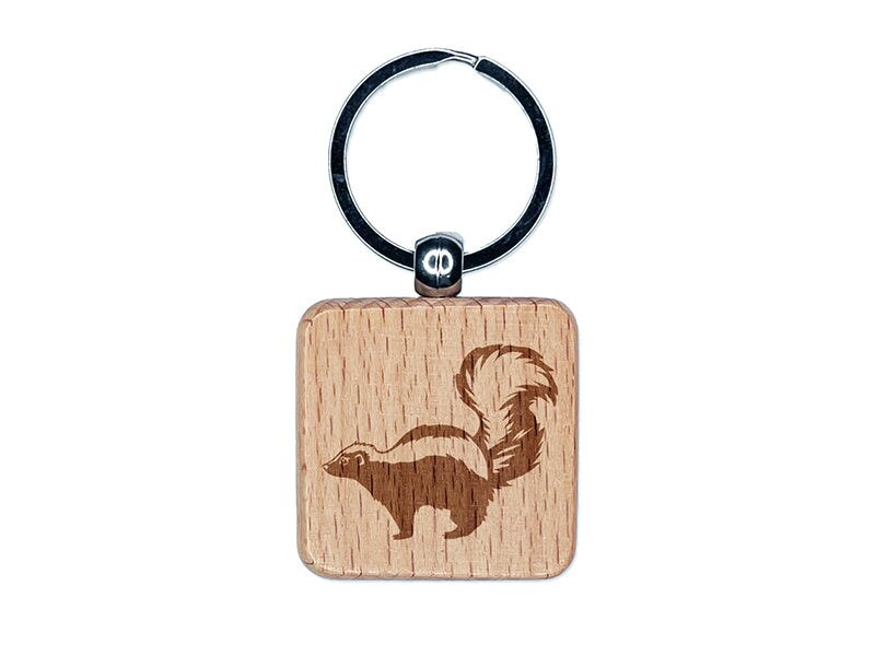 Smelly Striped Skunk Engraved Wood Square Keychain Tag Charm | Michaels