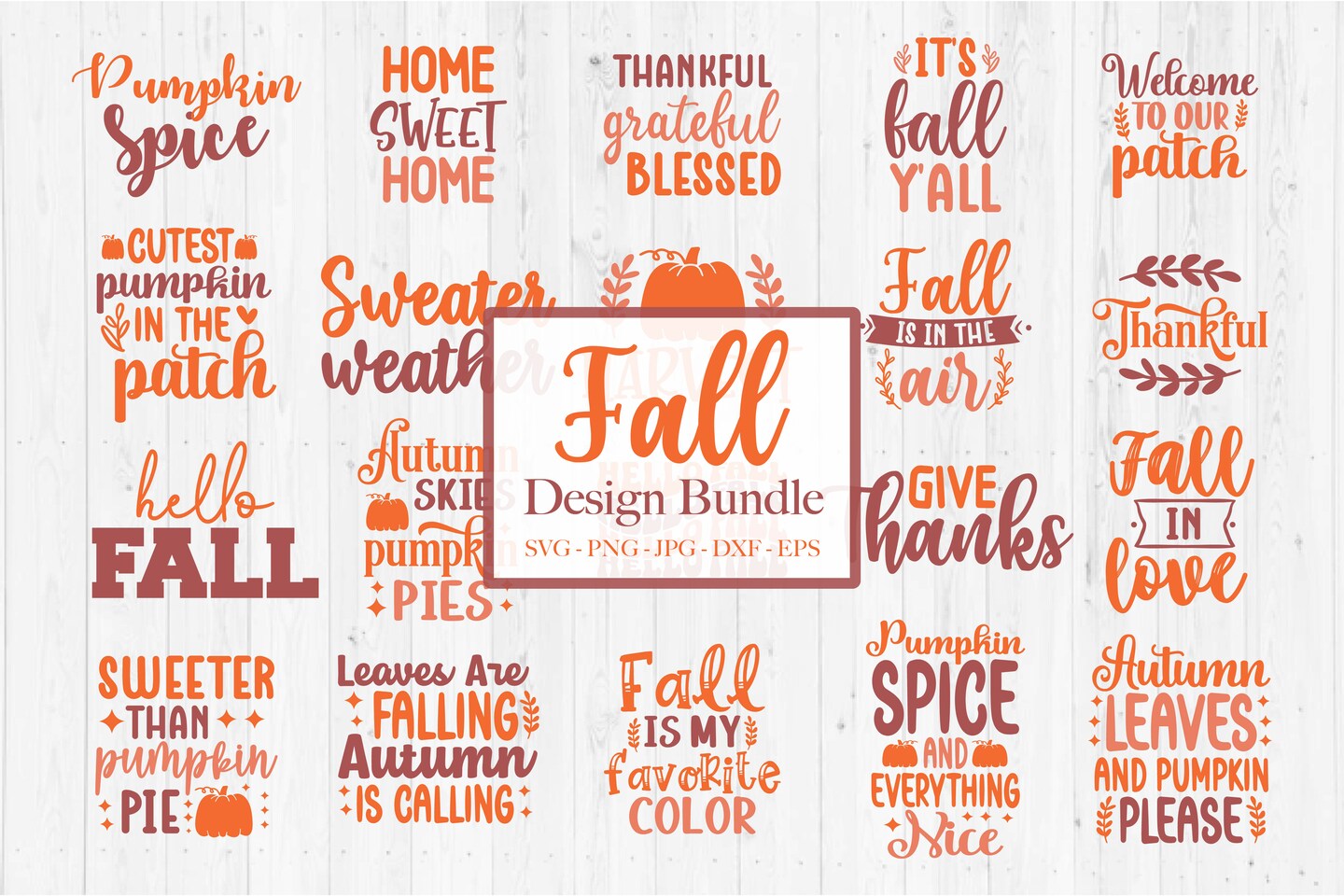 Fall Decor SVG PNG DXF EPS JPG Digital File Bundle, Autumn Fall ...