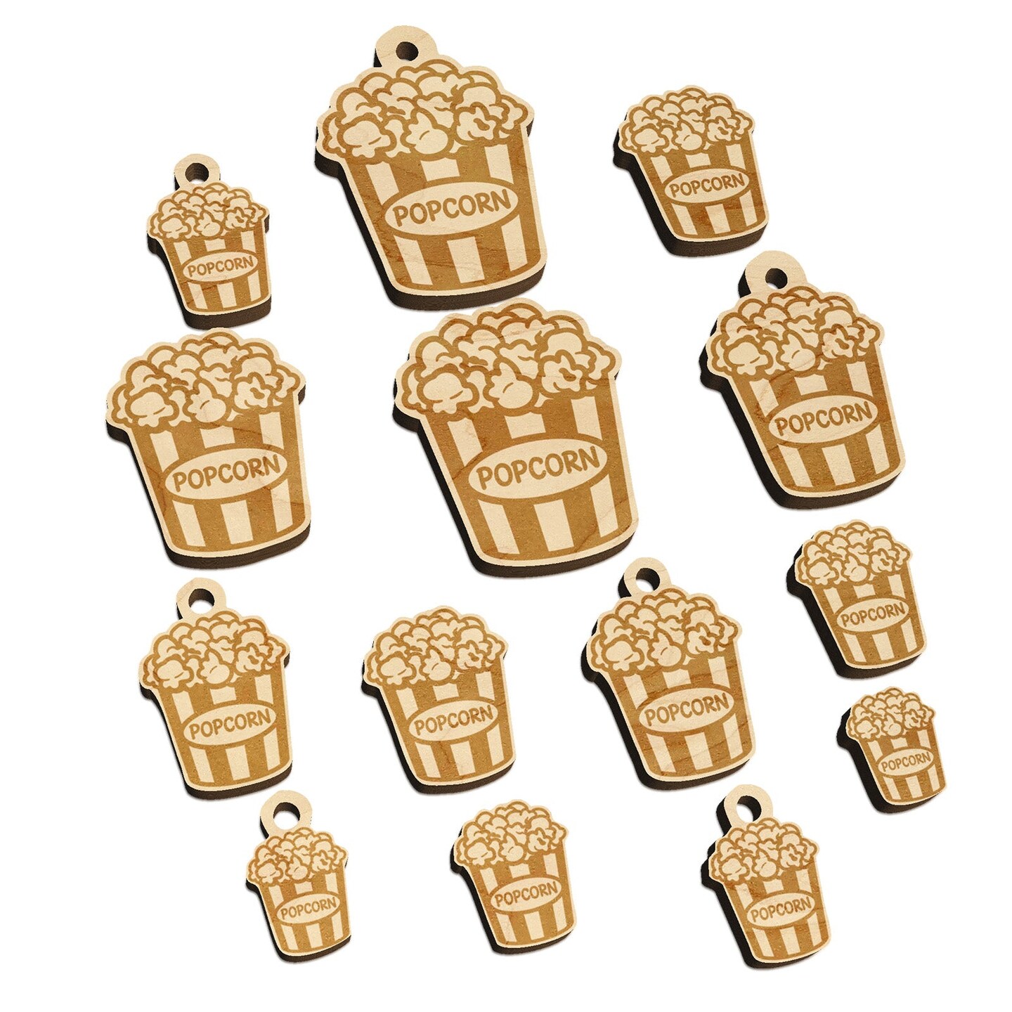 Big Bucket of Popcorn Movie Theater Mini Wood Shape Charms Jewelry DIY ...