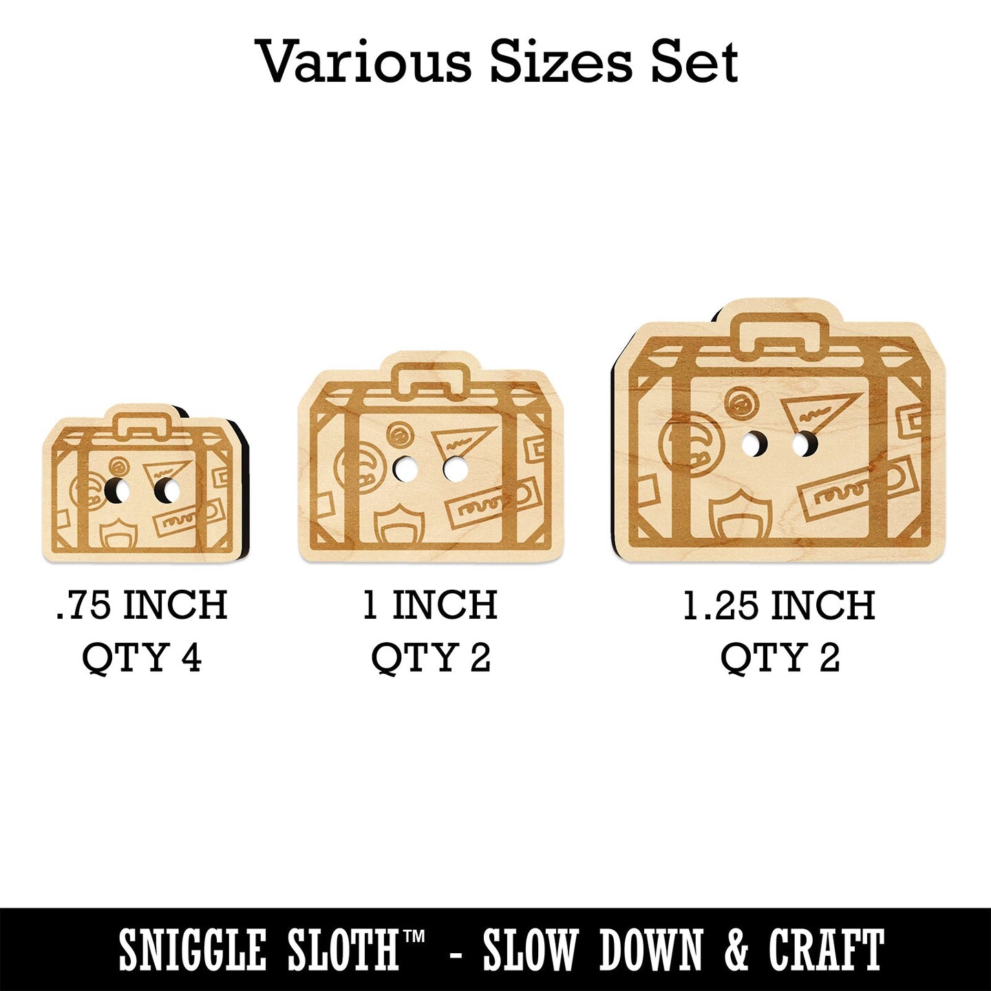 Travel Suitcase with Destination Stickers Wood Buttons for Sewing ...