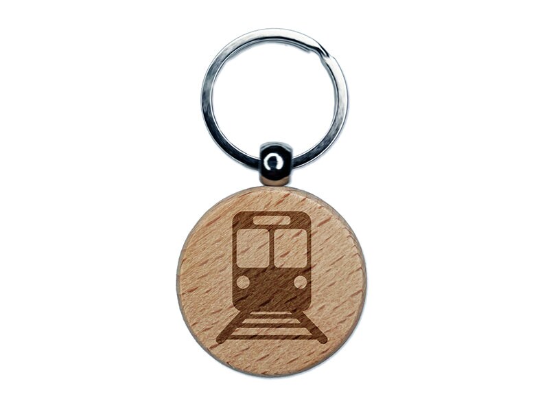 Train Tram Rail Railway Station Icon Engraved Wood Round Keychain Tag ...