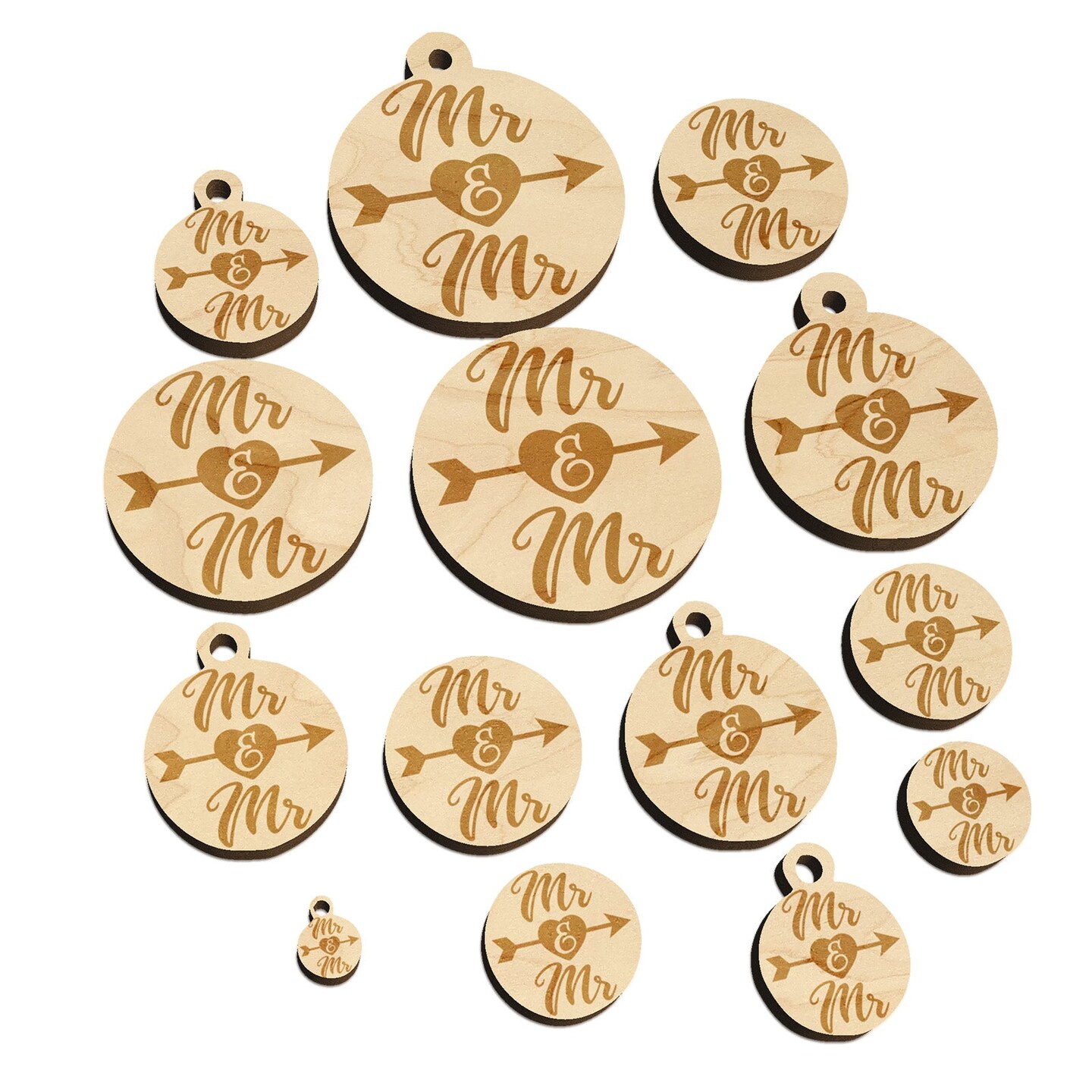 Mr and Mr Heart and Arrow Wedding Mini Wood Shape Charms Jewelry DIY ...