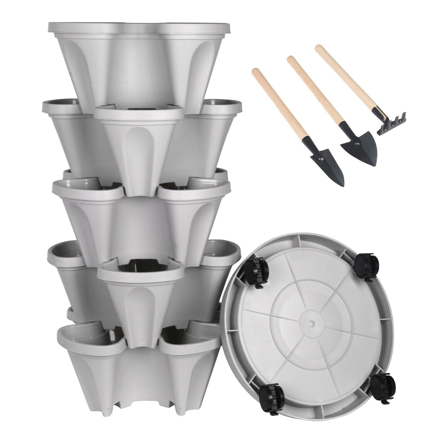 Kitcheniva Vertical Stackable Planters Pot With 360° Wheels And Tools ...