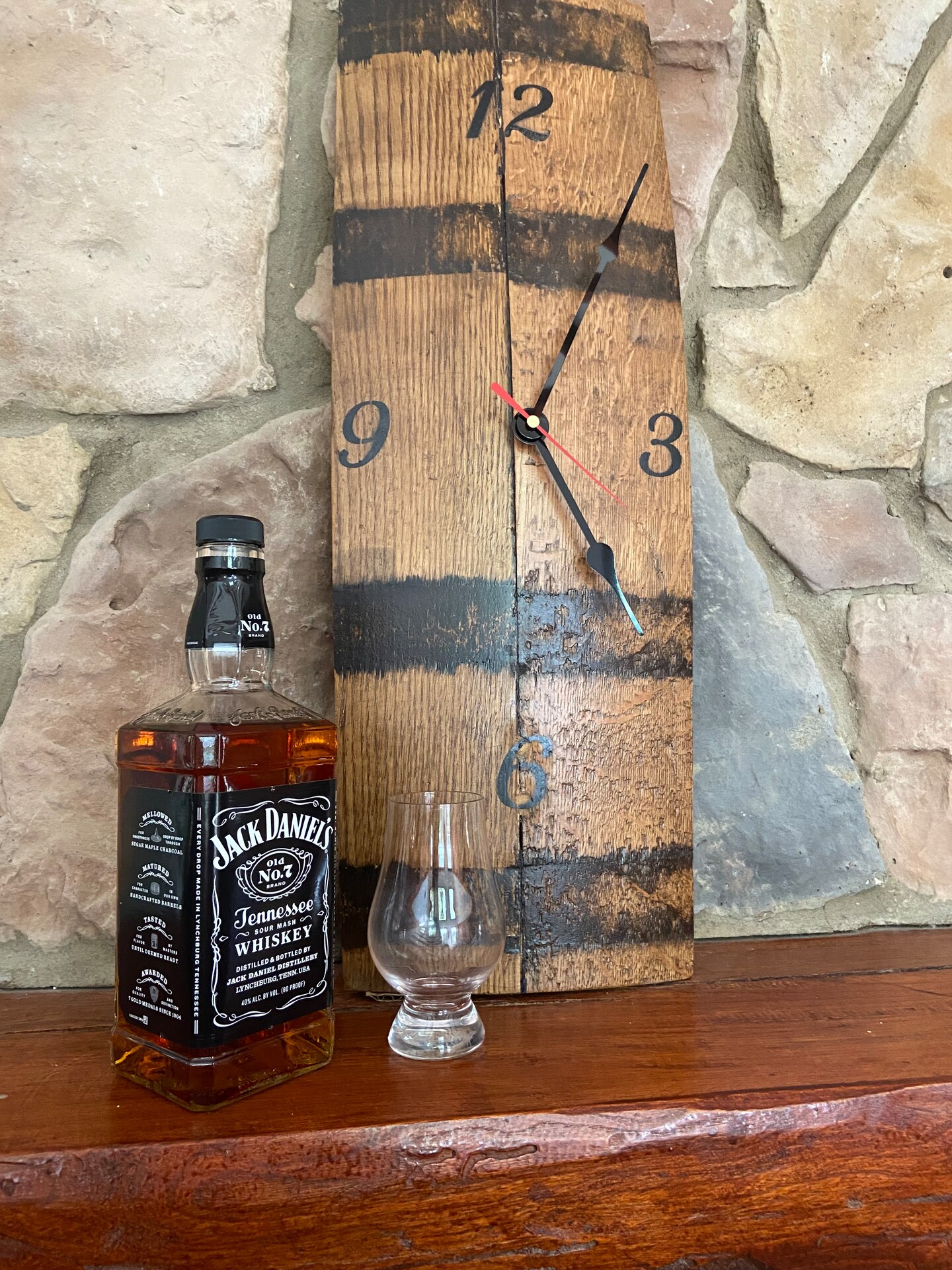 Bourbon barrel wall clock repurposed from whiskey barrel staves, rustic ...