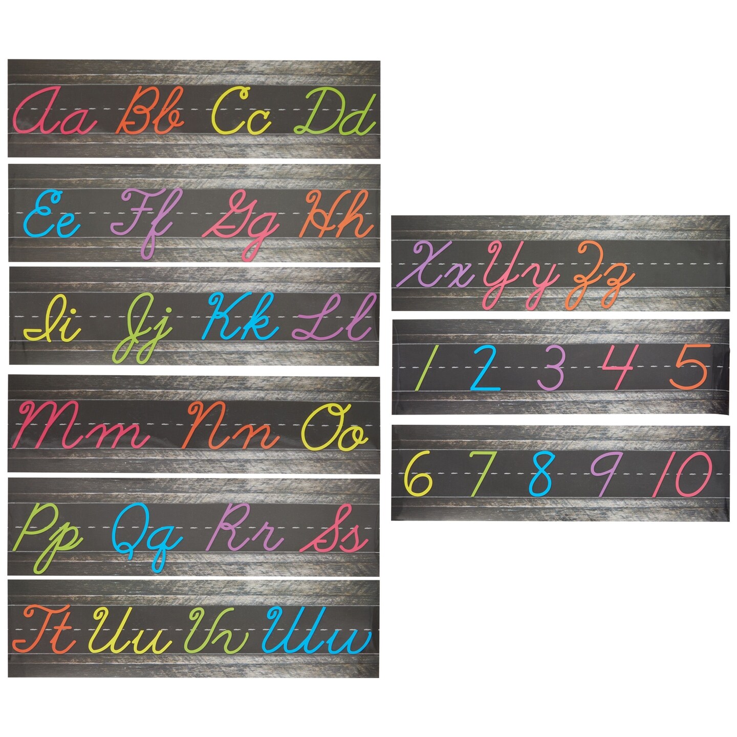 Cursive Alphabet Wall Strip, Numbers Bulletin Board Borders for ...