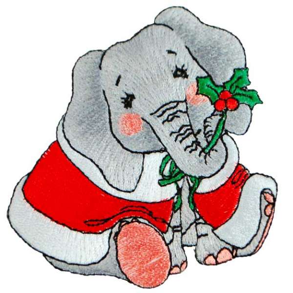 BaZooples Iron-on Patch Applique/Patch Elsie Elephant in Santa Suit ...