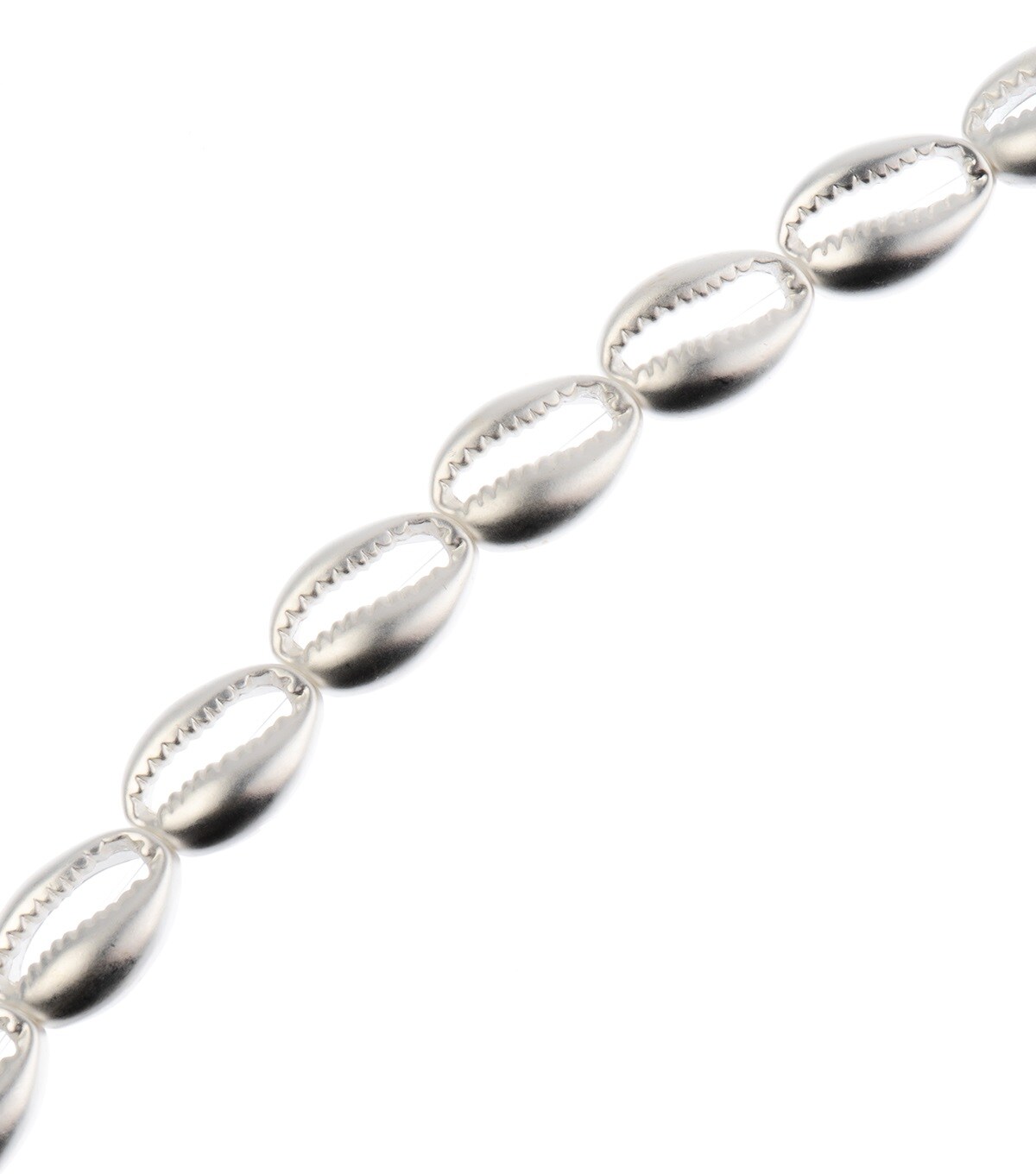John Bead 8" Matte Silver Metal Cowrie Bead Strand, 16x11mm | Michaels