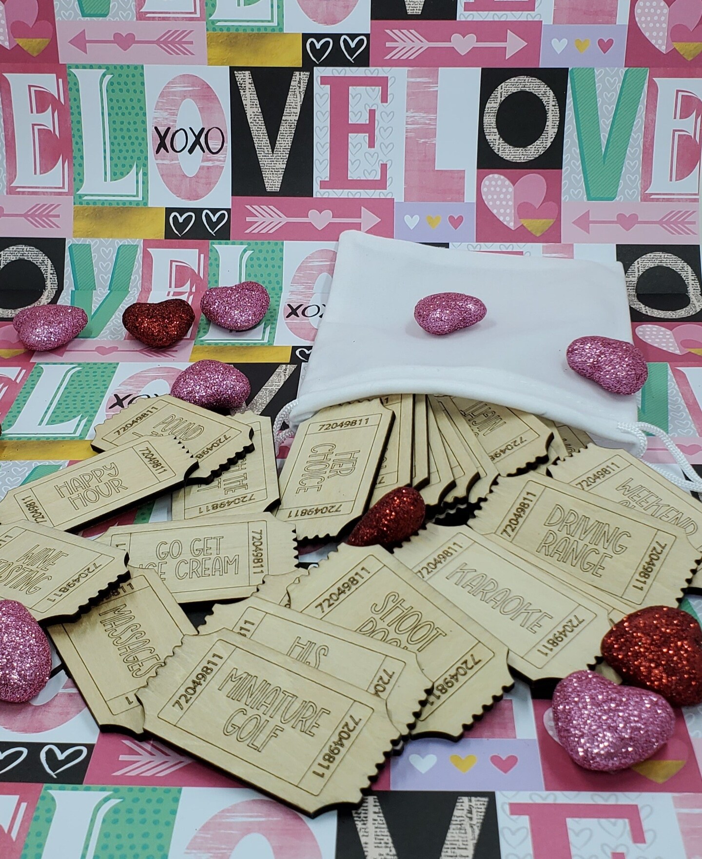 Date Night Ticket Shaped Tokens, Tickets, Tokens, Wooden Laser Cut ...