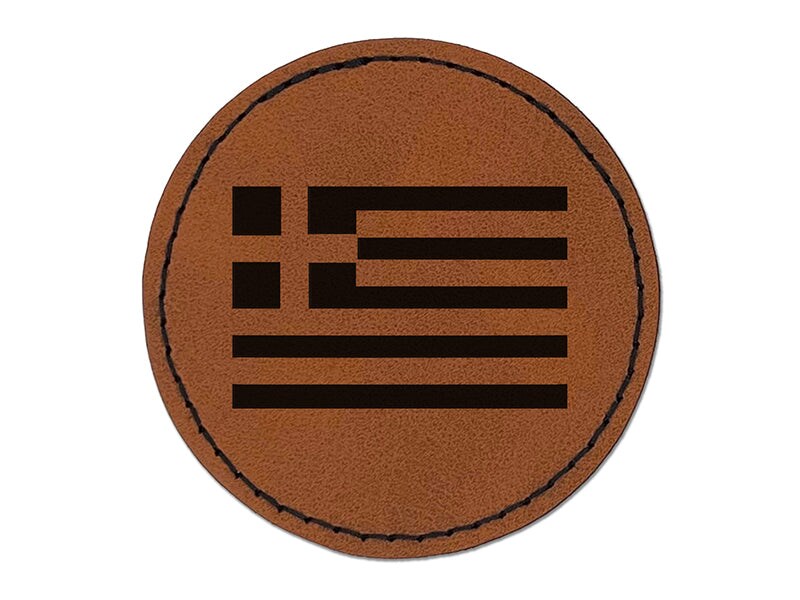 Greece Flag Round Iron-On Engraved Faux Leather Patch Applique - 2.5 ...