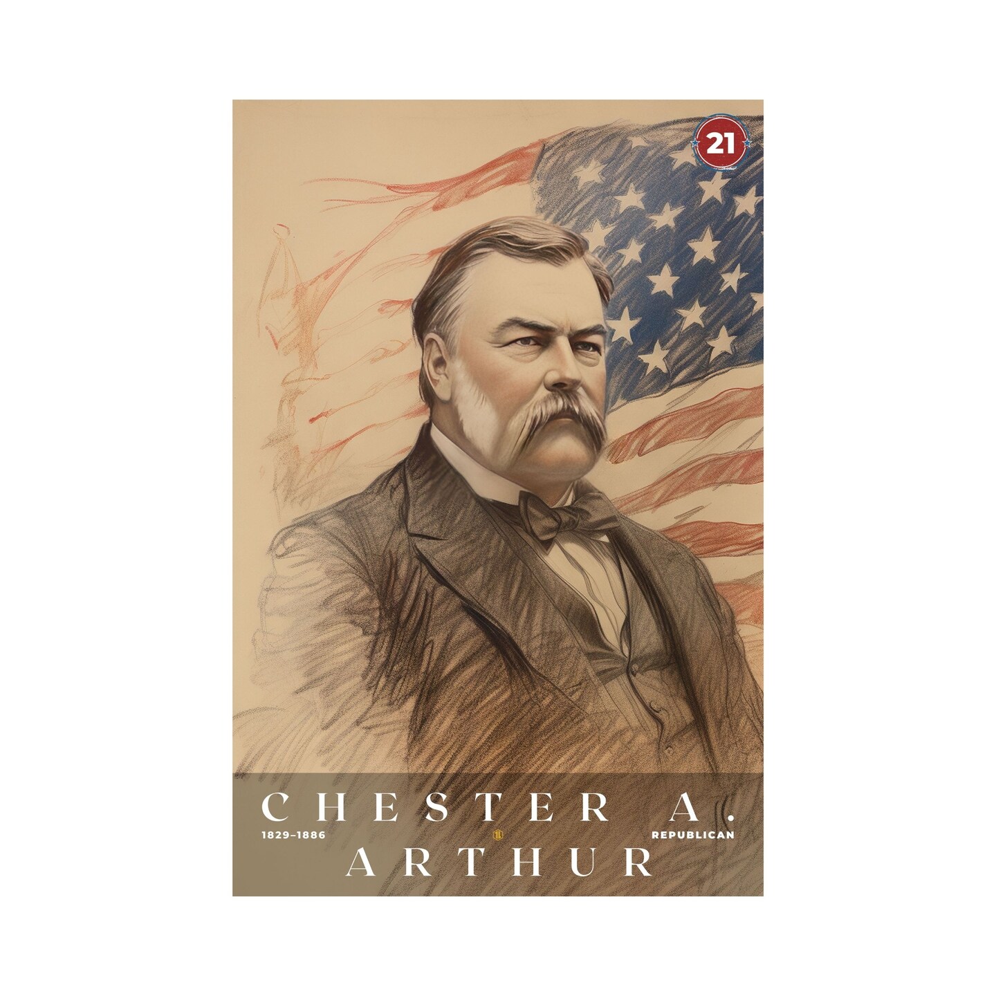 Chester A. Arthur Poster, US President Print, Office Poster, Home Decor ...