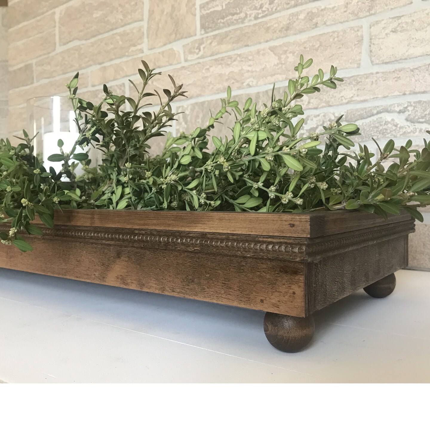 Handmade wooden deep centerpiece tray, decorative tray, centerpiece box ...