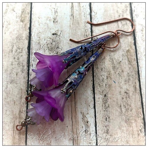Canterbury Bells Fairy Flower Trumpet Drop Earrings in Colorized ...