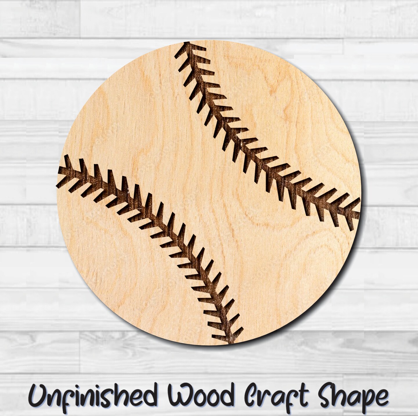 Baseball Unfinished Wood Shape Blank Laser Engraved Cut Out Woodcraft ...