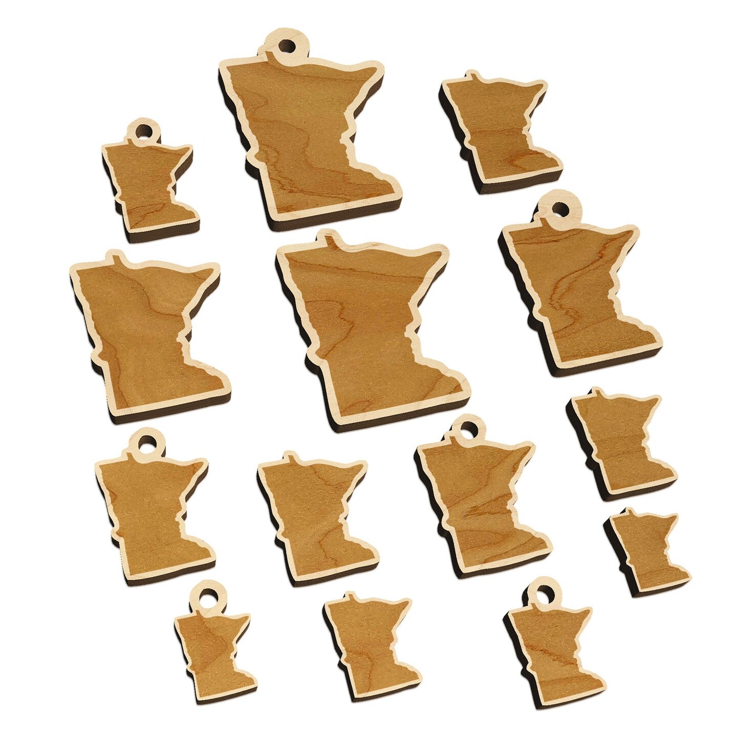 Minnesota State Silhouette Mini Wood Shape Charms Jewelry DIY Craft ...