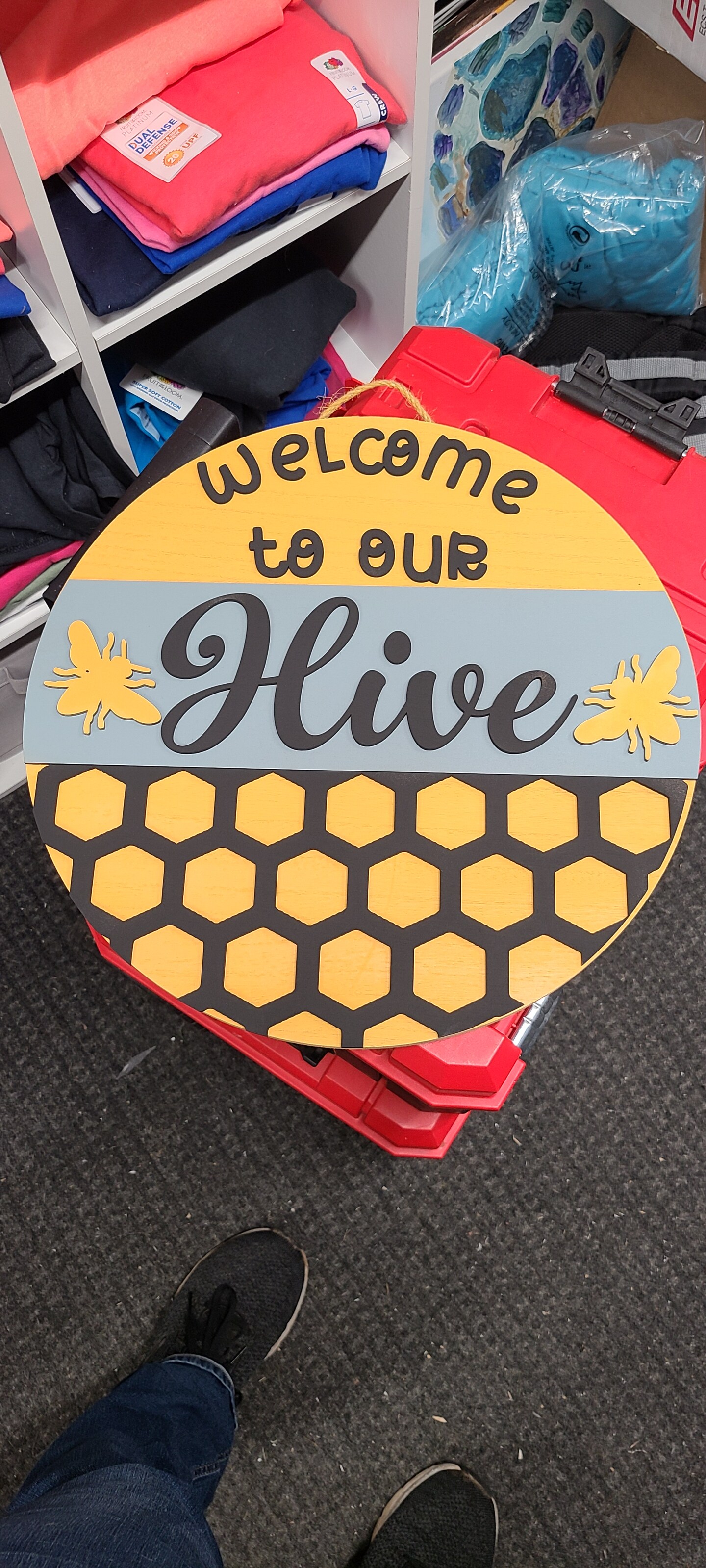 15in Round Door Hanger Bee Hive Welcome Sign | MakerPlace by Michaels