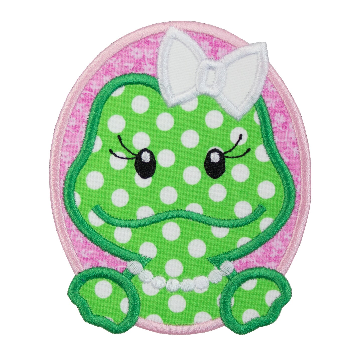Oval Girl Frog with White Bow Sew or Iron on Patch | MakerPlace by Michaels