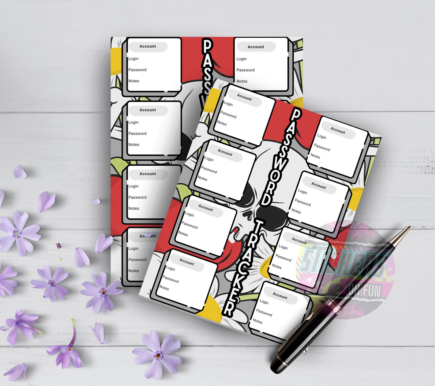 Notepad: Password Tracker, Skull and Heart Design, Notepad For Password ...