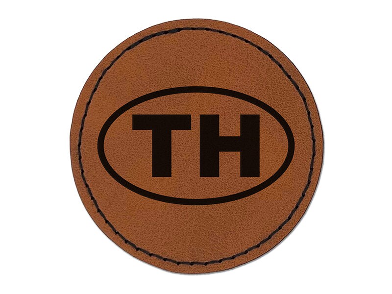 Thailand TH Round Iron-On Engraved Faux Leather Patch Applique - 2.5 ...