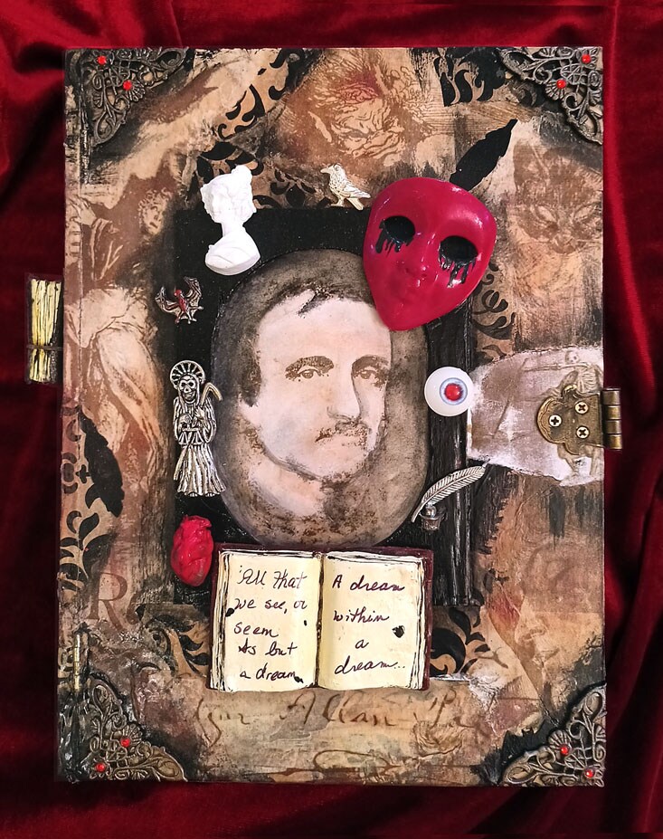 Edgar Allen Poe, wooden hideaway book box. Hidden safe box, hollow ...