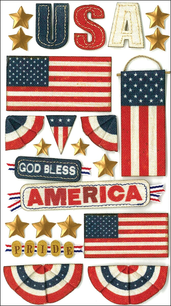 Jolee's Boutique Le Grande Dimensional Stickers - God Bless America ...