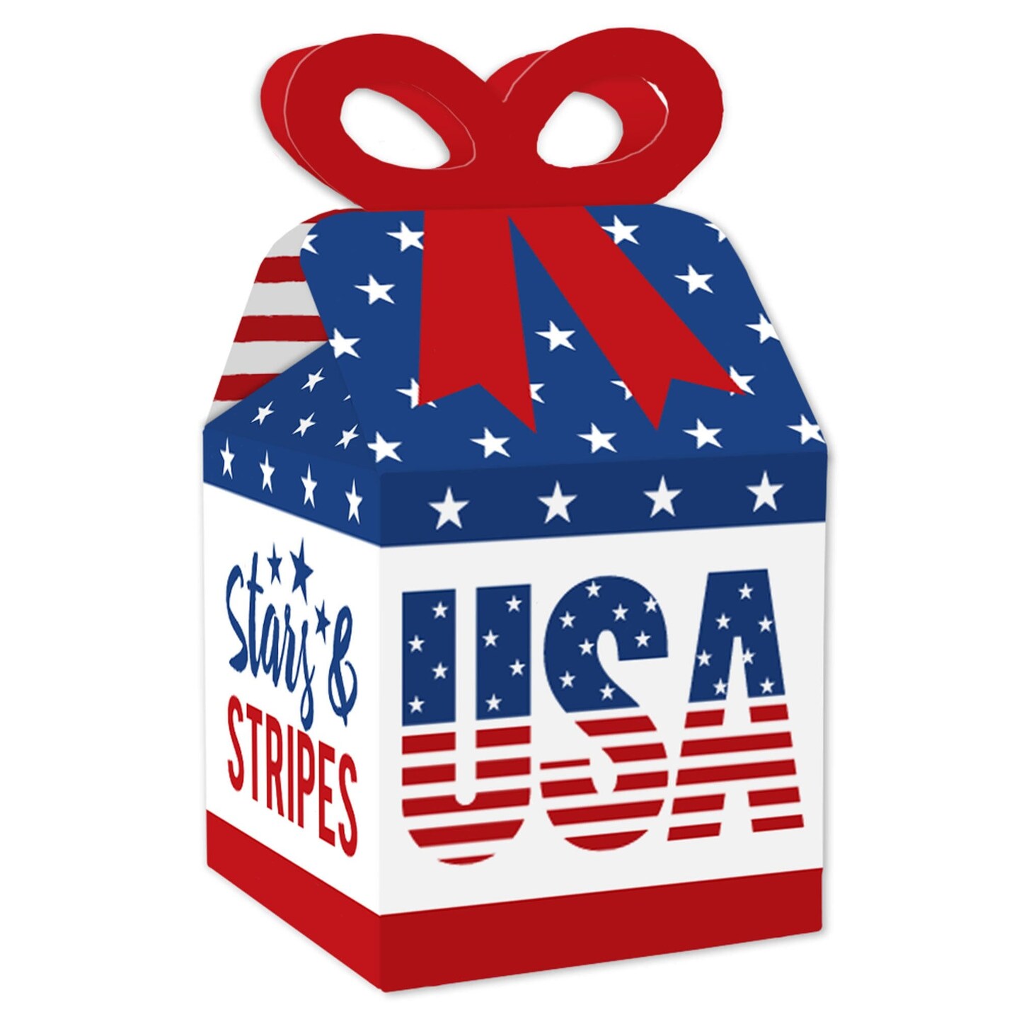 Big Dot of Happiness Stars & Stripes - Square Favor Gift Boxes ...
