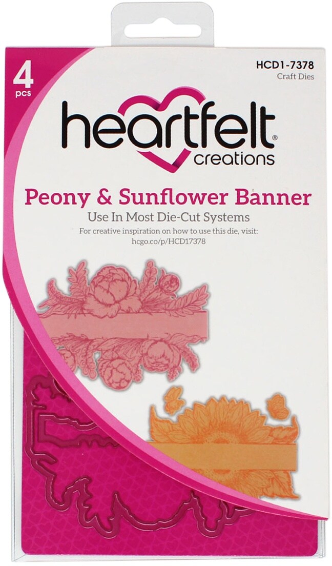 Heartfelt Creations Cut & Emboss Dies-Peony & Sunflower Banner | Michaels