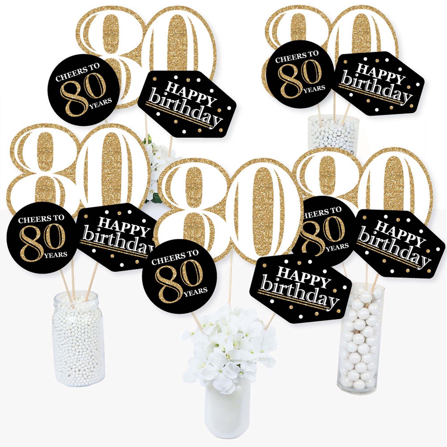 Big Dot Of Happiness Adult 80th Birthday Gold Birthday Party