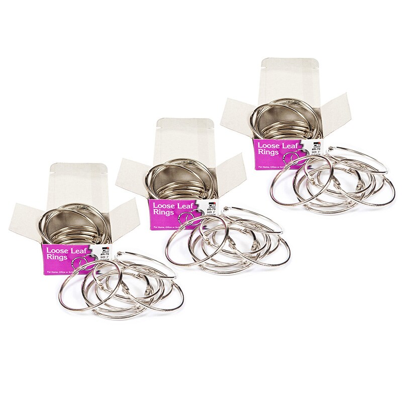 Metal Book Rings, 3", Silver, 10 Per Pack, 3 Packs | Michaels