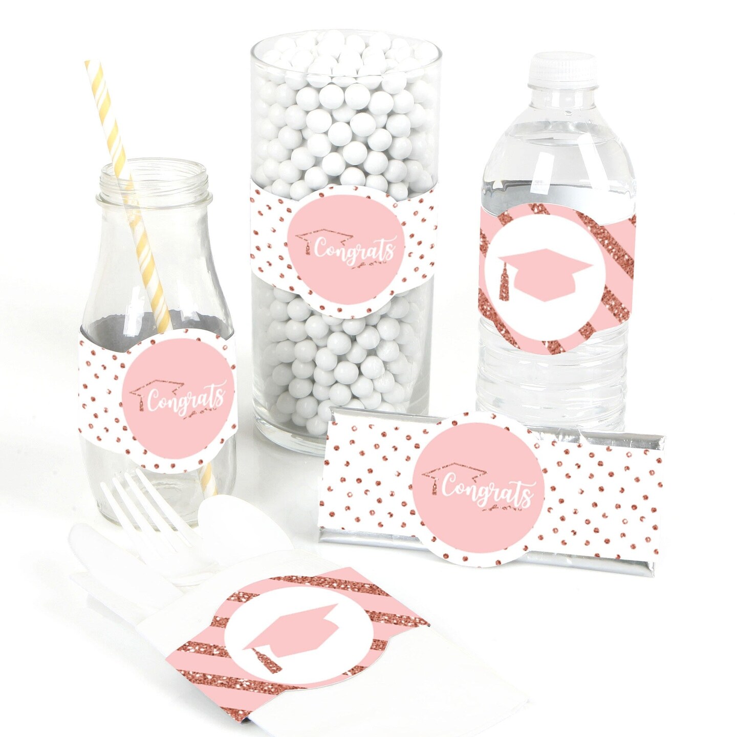 Big Dot of Happiness Rose Gold Grad - DIY Party Supplies - Graduation ...