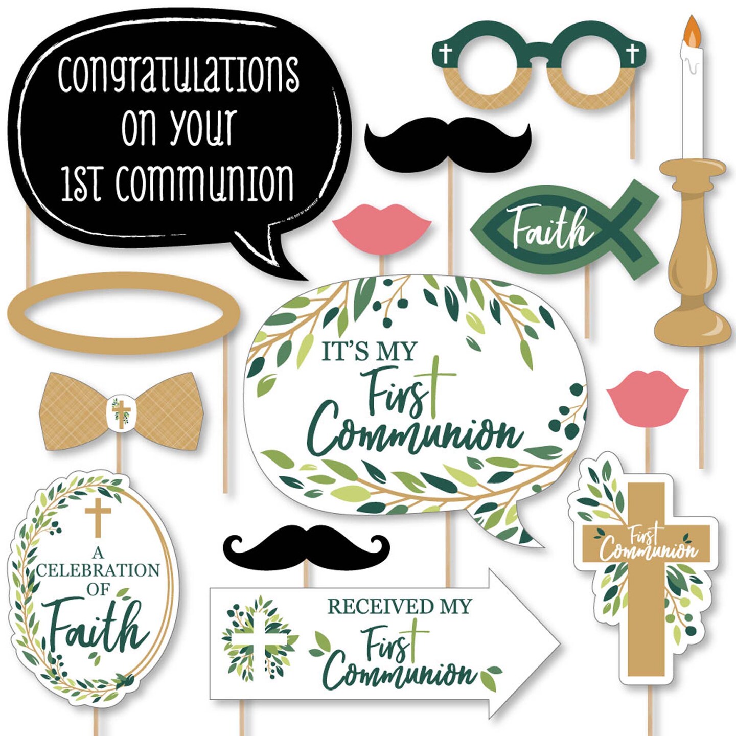 Big Dot of Happiness First Communion Elegant Cross - Religious Party ...