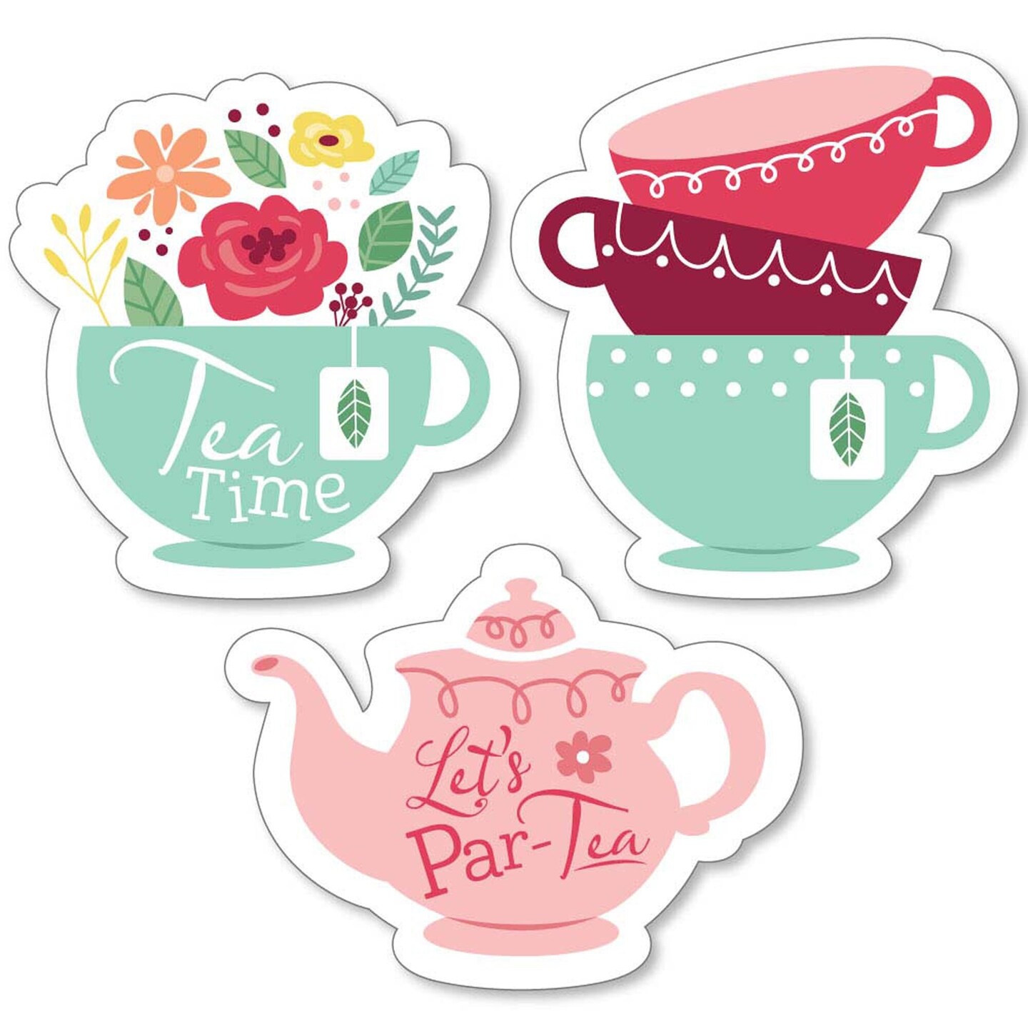 Big Dot of Happiness Floral Let's Par-Tea - DIY Shaped Garden Tea Party ...