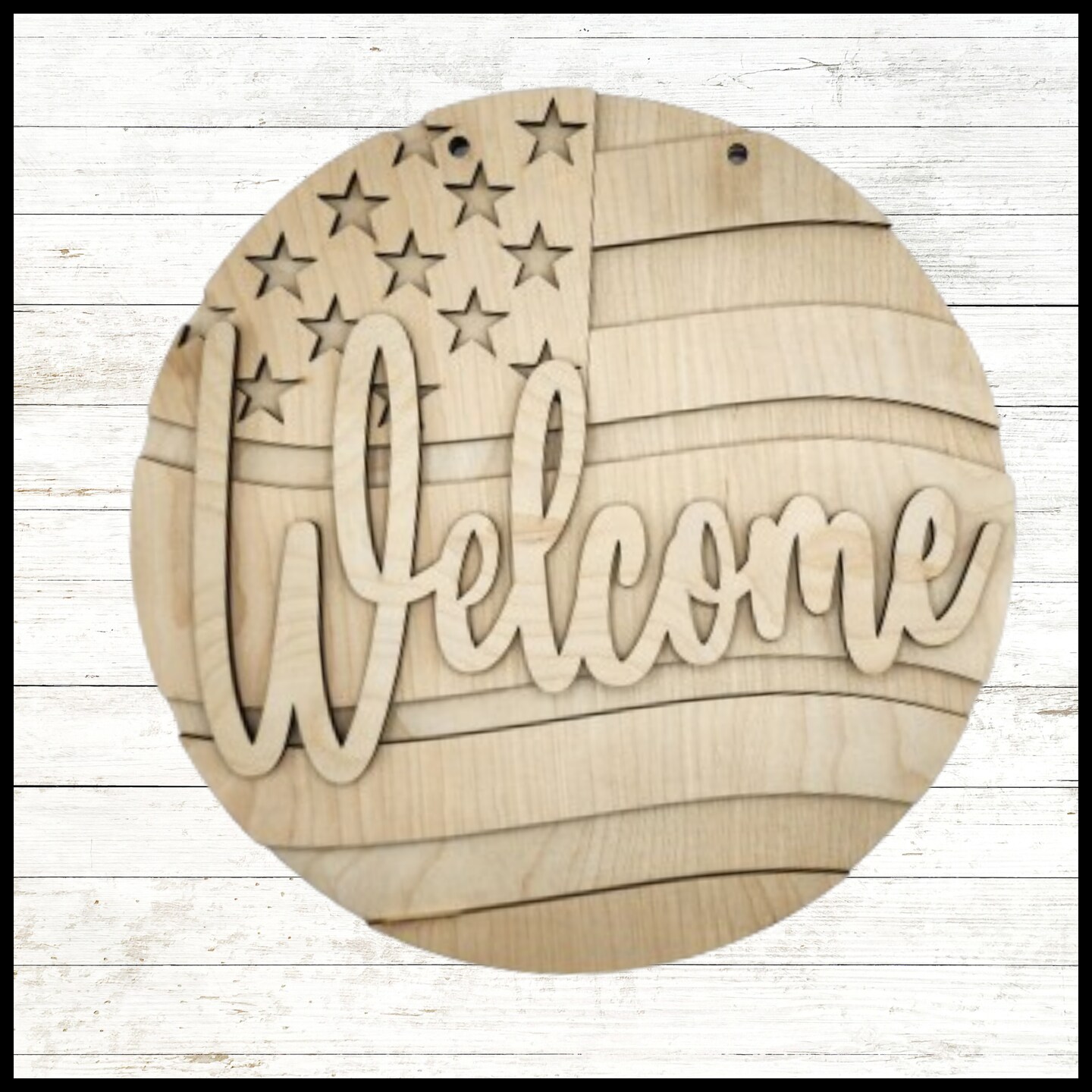 Welcome Patriotic DIY Round Door Sign, Welcome Door Hanger, Do It ...