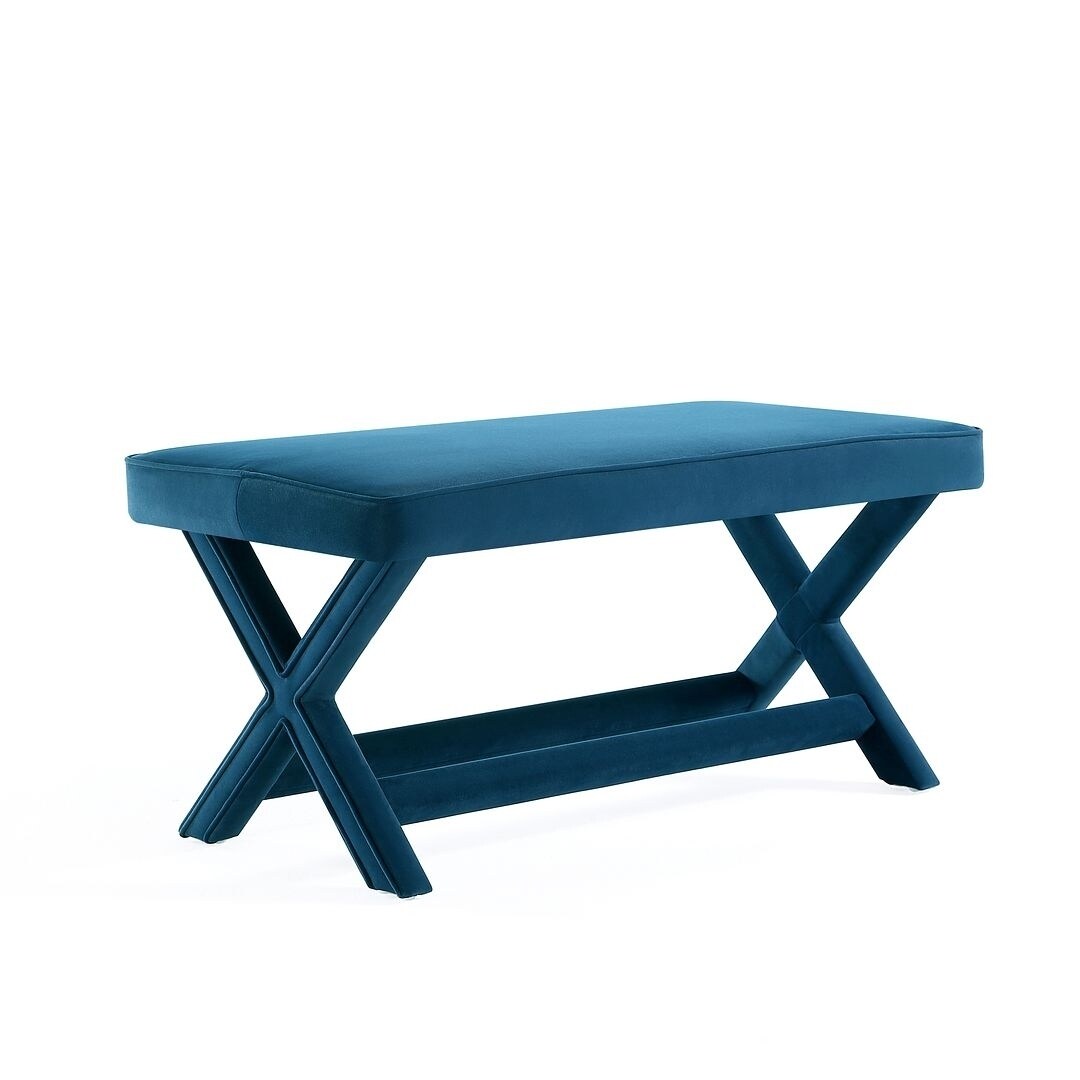 Manhattan Comfort Abigail Mid-Century Modern Velvet Upholstered Bench ...