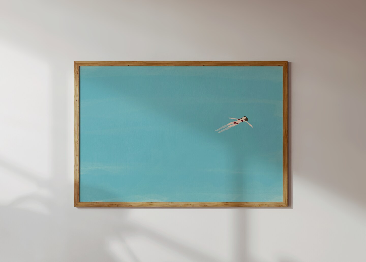 Retro Swimmer Floating Print | Vintage Pool Art | Summer Wall Poster ...