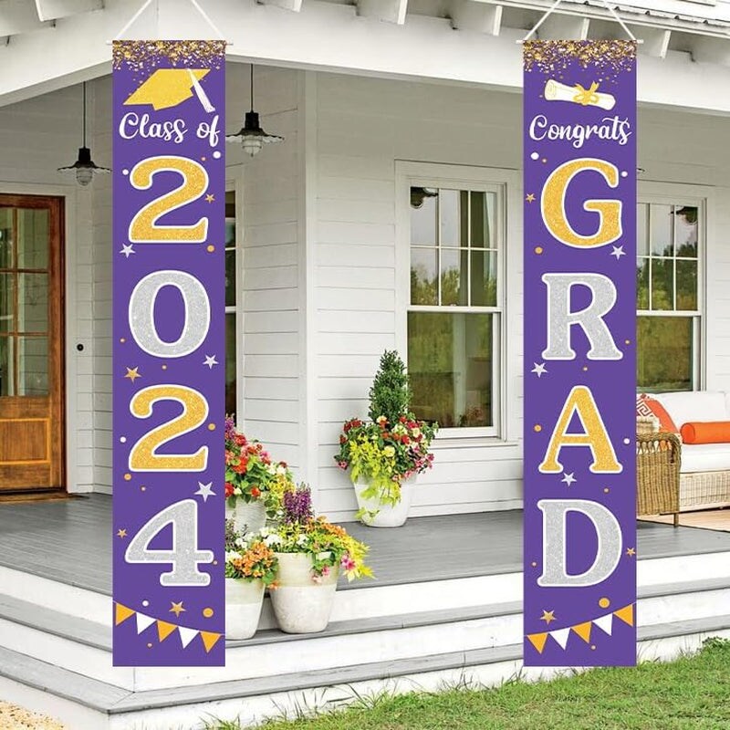 Graduation Decorations 2024 GRAD Banner Black Graduation Party ...