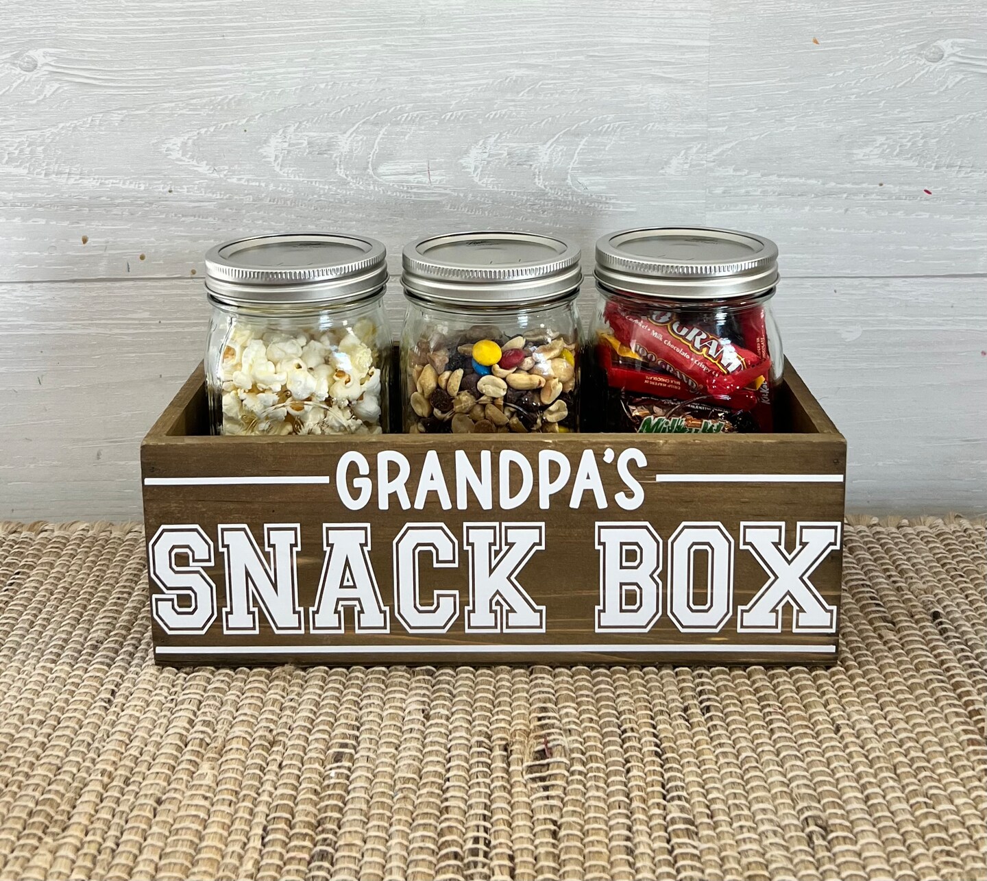 Personalizable wooden snack candy box for grandpa, Grandpa's snack box ...