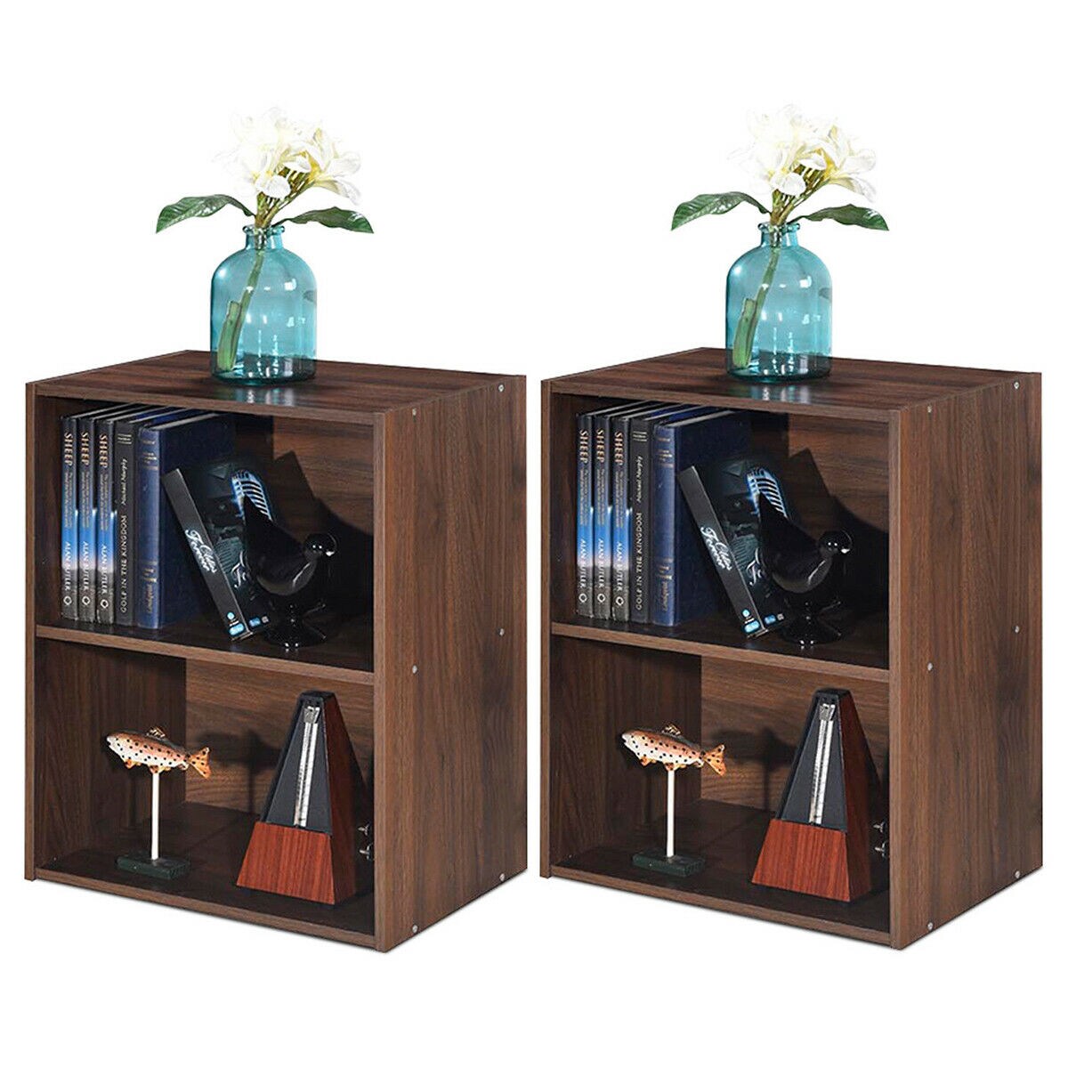 2Pcs 2 Tier Open Shelf Night Stand End Table Sofa Side Storage Display ...