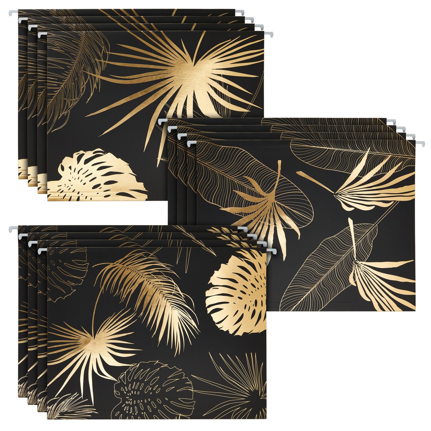 12 Pack 1/5 Cut Hanging File Folders Letter Size, Gold Foil Leaf ...