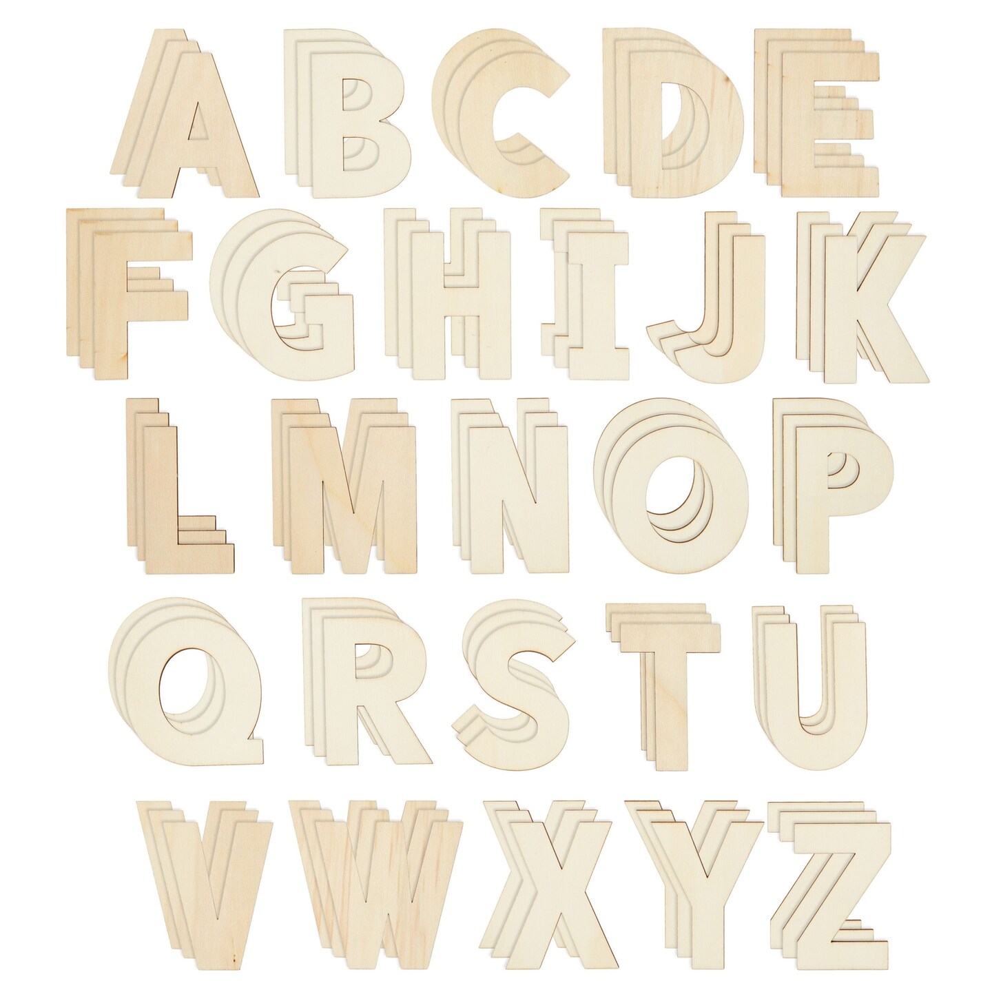 88 Piece Unfinished 3 Inch Wooden Alphabet Letters for Wall, DIY Crafts ...