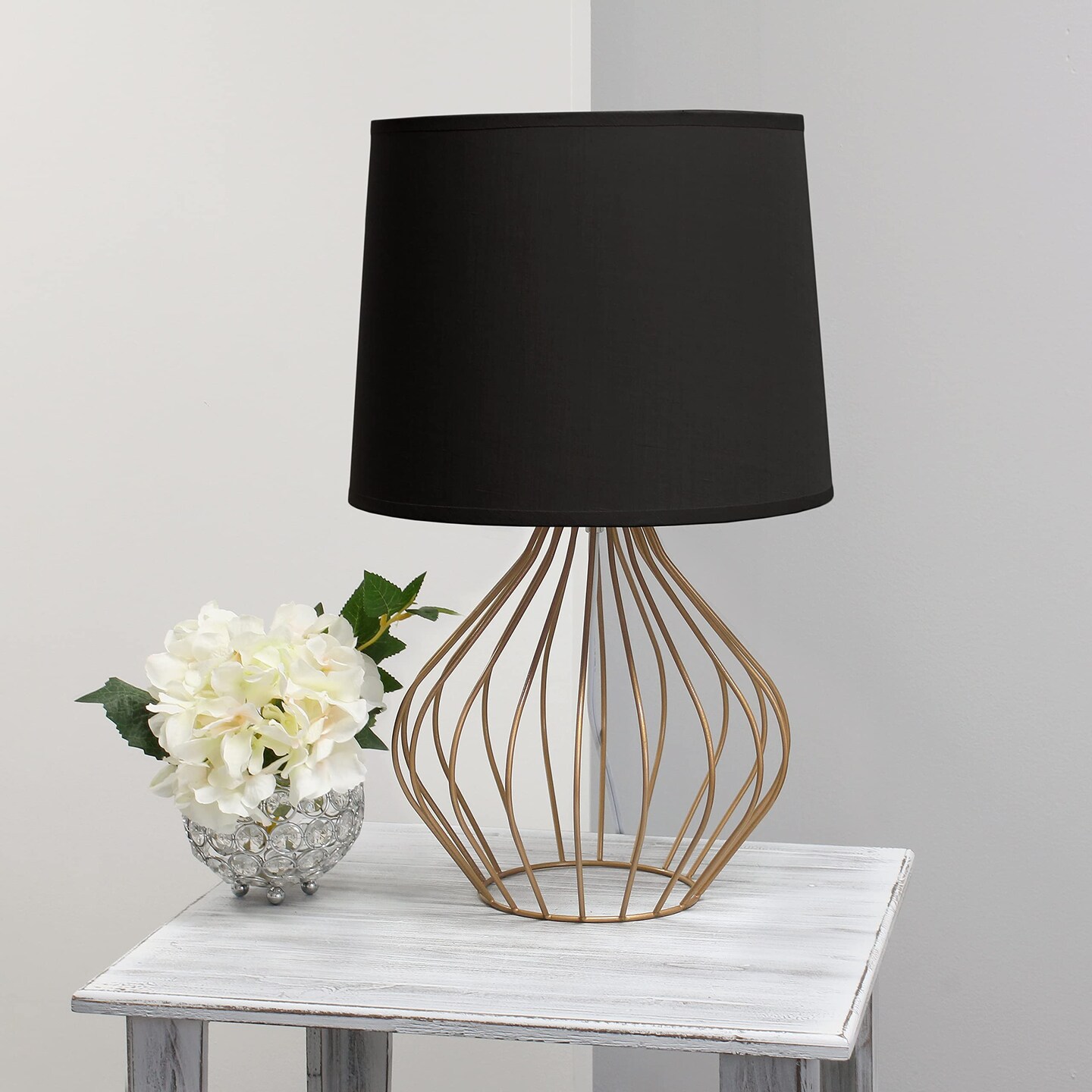 Simple Designs Geometrically Wired Table Lamp, Black on Copper | Michaels
