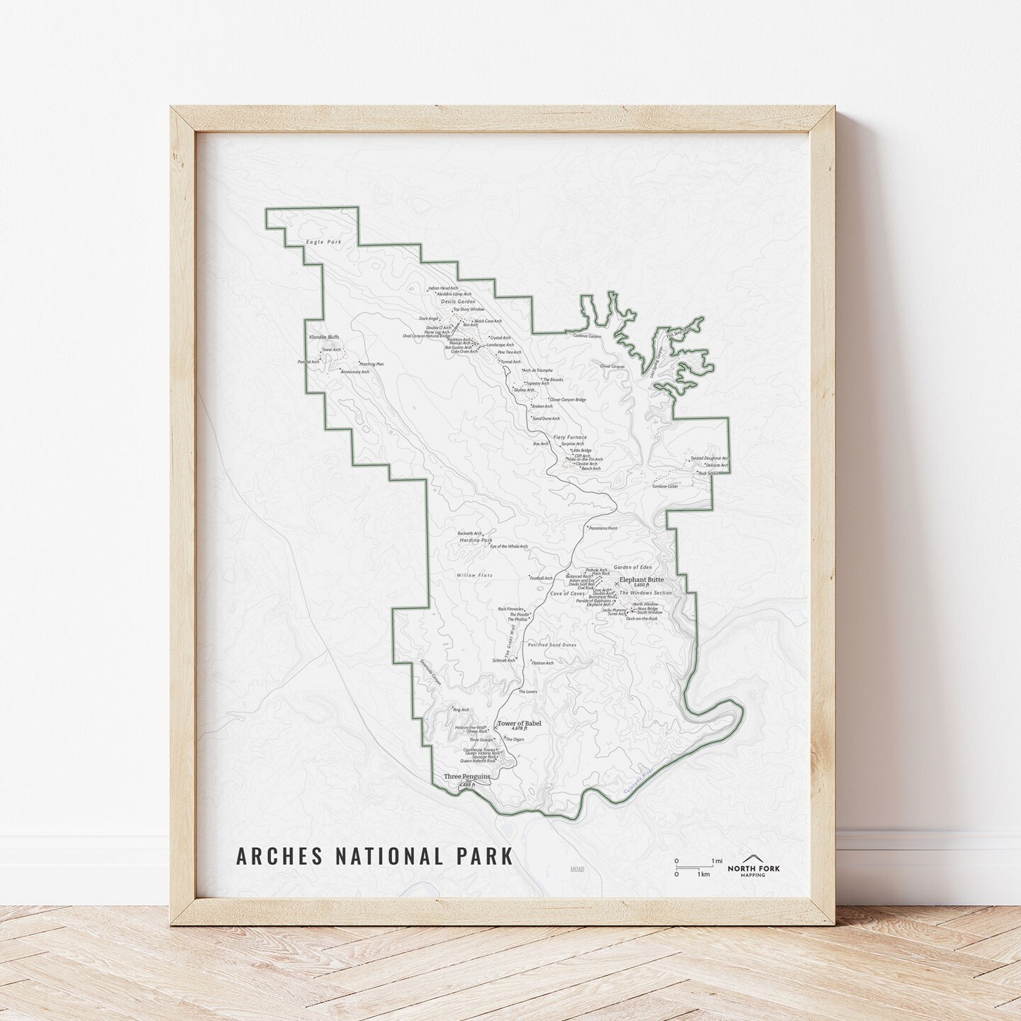 Arches National Park Map, Arches Poster, Arches Wall Art, Arches NP ...