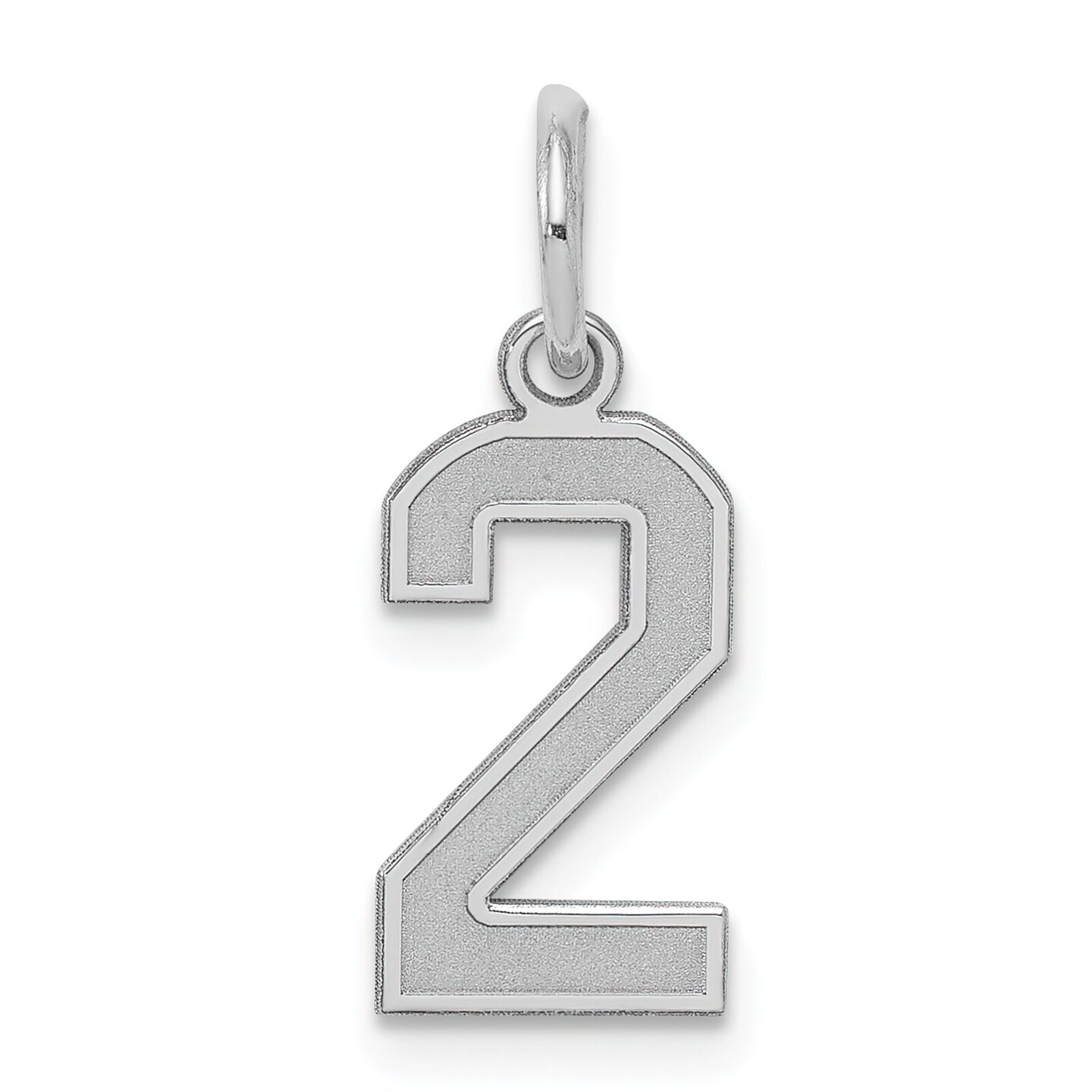 Sterling Silver Small Satin Number 2 Charm Pendant Jewerly 19mm x 7mm ...