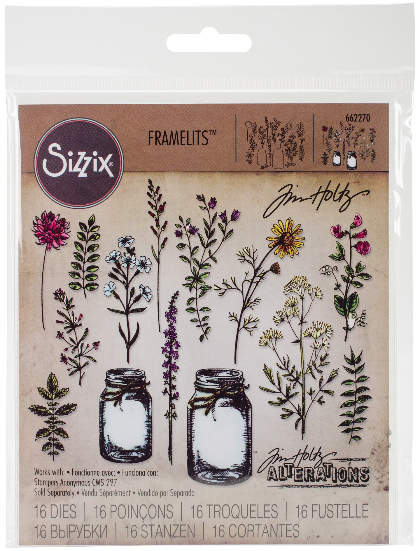 Sizzix Framelits Dies By Tim Holtz 23/Pkg-Flower Jar | Michaels