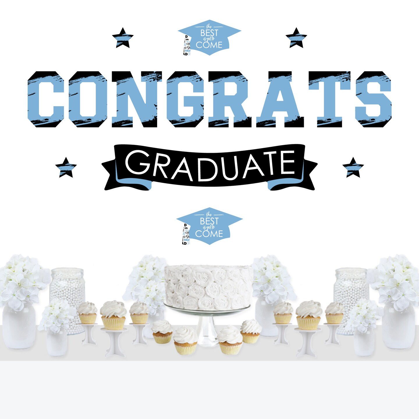 Big Dot of Happiness Light Blue Graduation Party Photo Backdrop - Wall ...