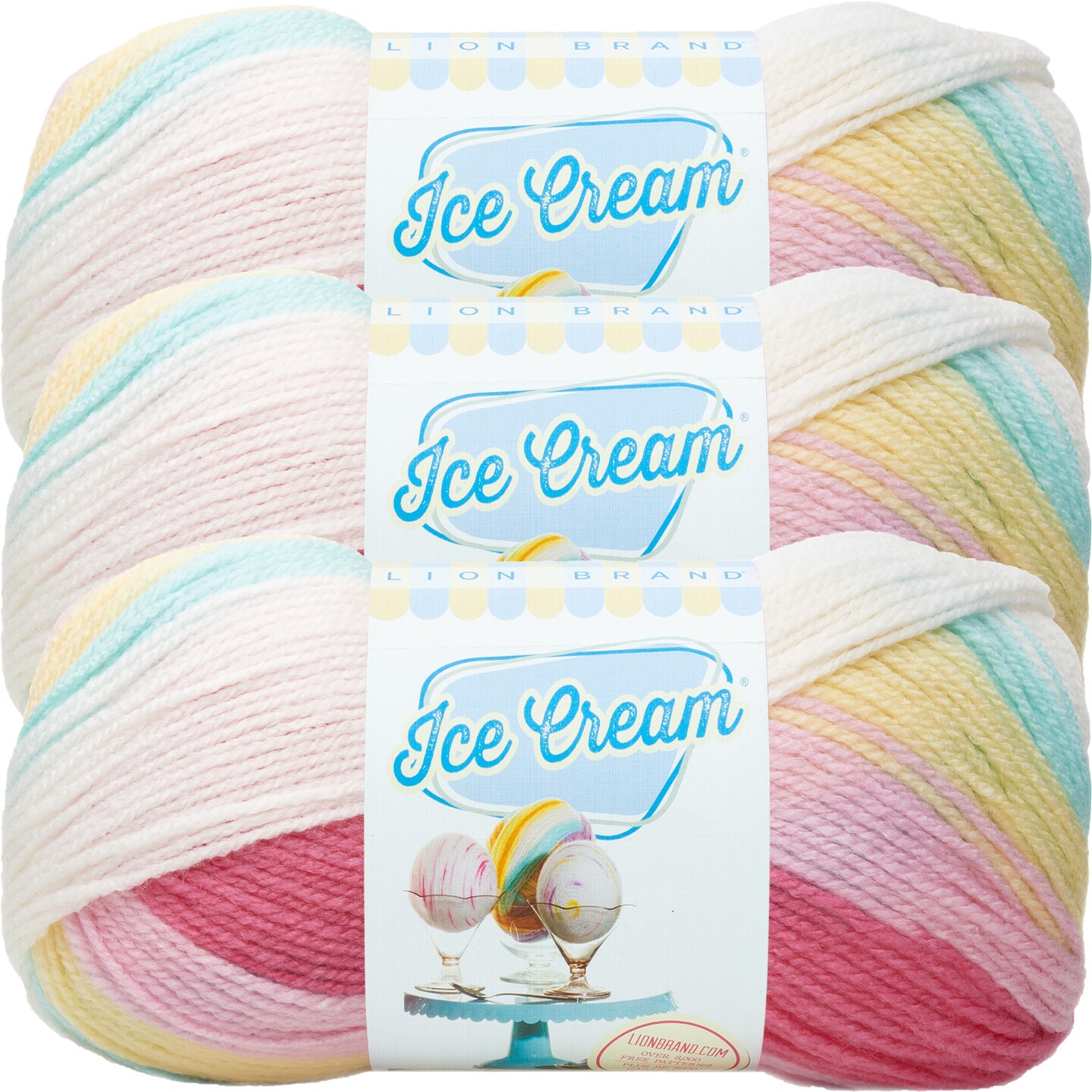 (3 Pack) Lion Brand Ice Cream Yarn - Tutti Frutti | Michaels